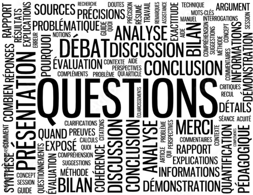 Diapositive "QUESTIONS" (présentation fin merci conclusions faq ...