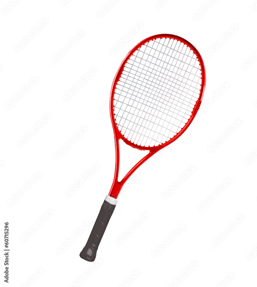 Red tennis racket isolated white background Stock Photo | Adobe Stock