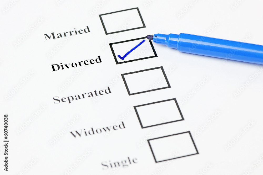 Marital Status Check List. Divorced Stock Photo | Adobe Stock