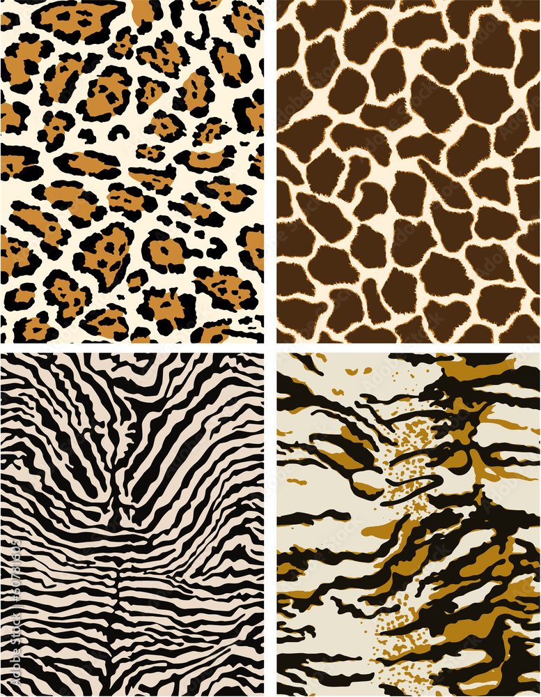 Wild animal skins, seamless vector patterns Stock Vector | Adobe Stock