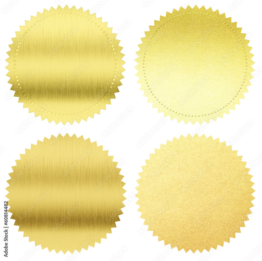 gold seals or medals set isolated on white Stock Photo | Adobe Stock