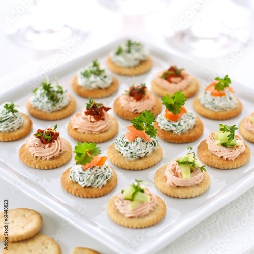 Finger food: Cream cheese cracker Stock Photo | Adobe Stock
