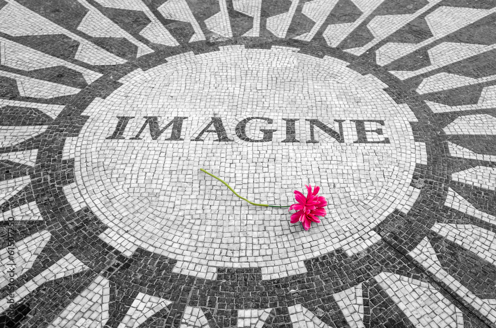 Foto de Stock Imagine Sign in New York Central Park, John Lennon ...