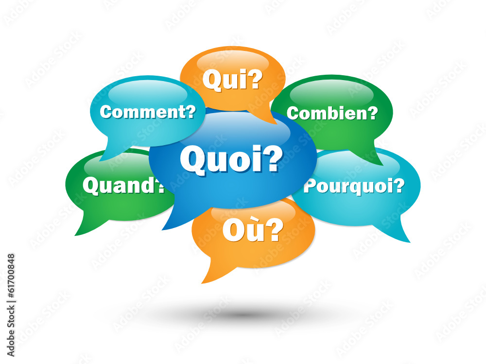 Image vectorielle Stock BULLES "QUESTIONS" (pourquoi comment combien ...