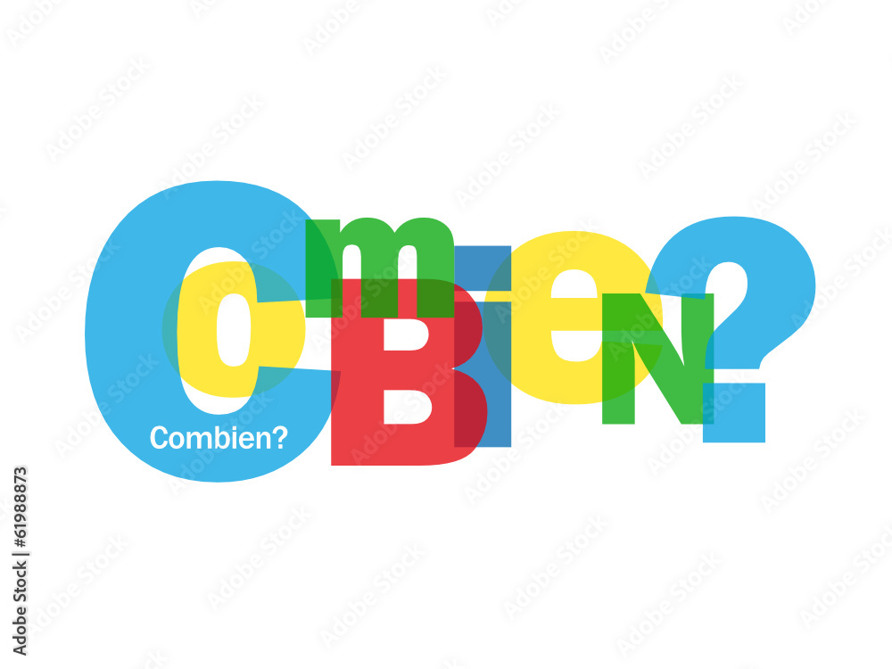 Mosaïque de Lettres "COMBIEN?" (questions faq aide information) Stock ...