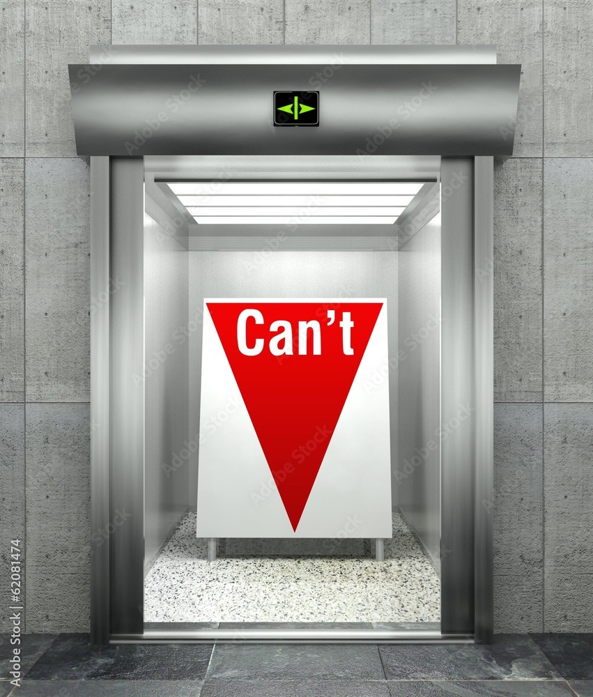 Can't. Modern elevator with red down arrow Stock Illustration | Adobe Stock