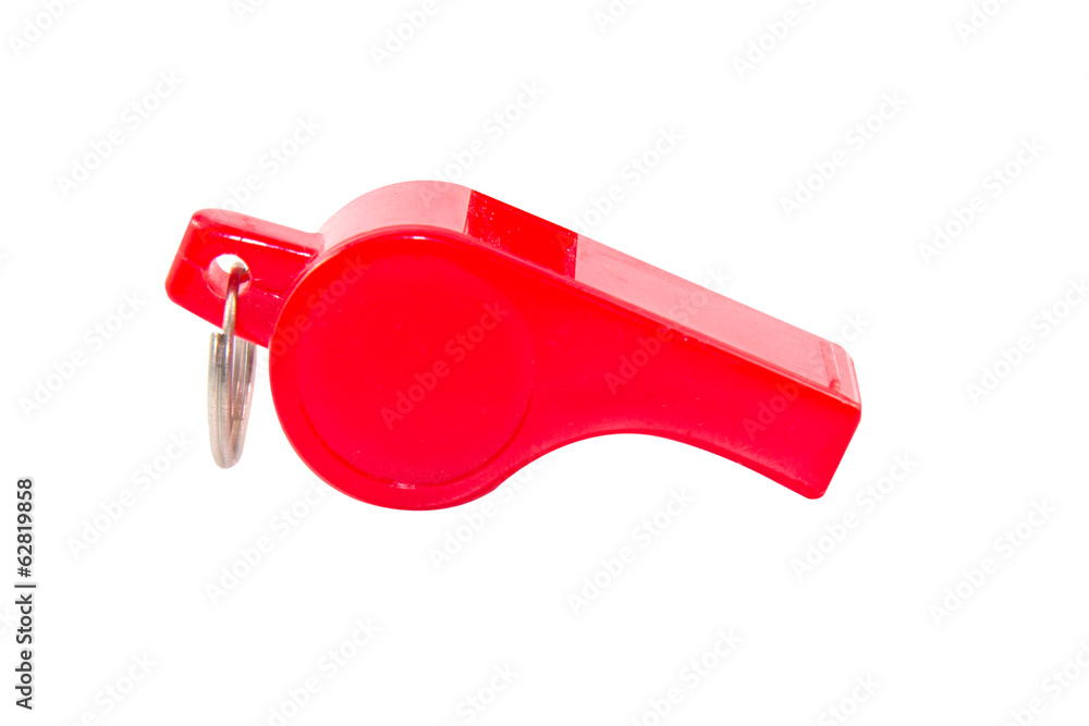 Red whistle on white background Stock Photo | Adobe Stock