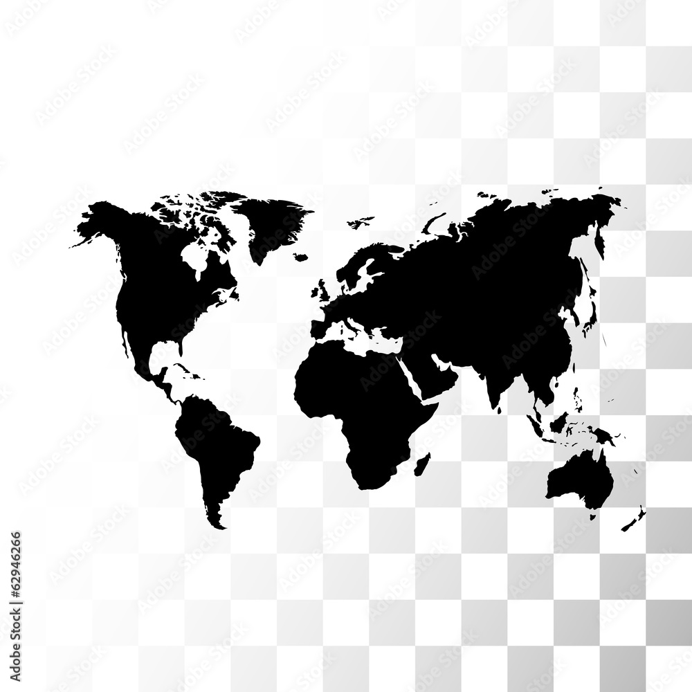 Vector black world map Stock Vector | Adobe Stock