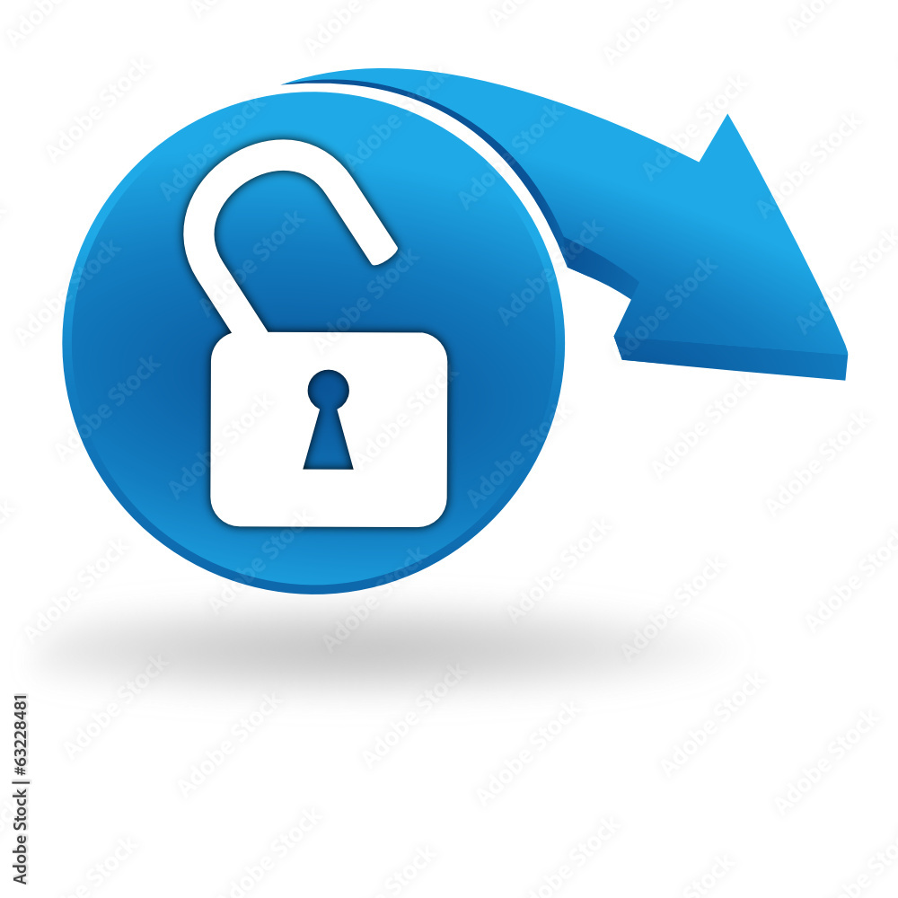 Image vectorielle Stock cadenas ouvert sur bouton bleu | Adobe Stock