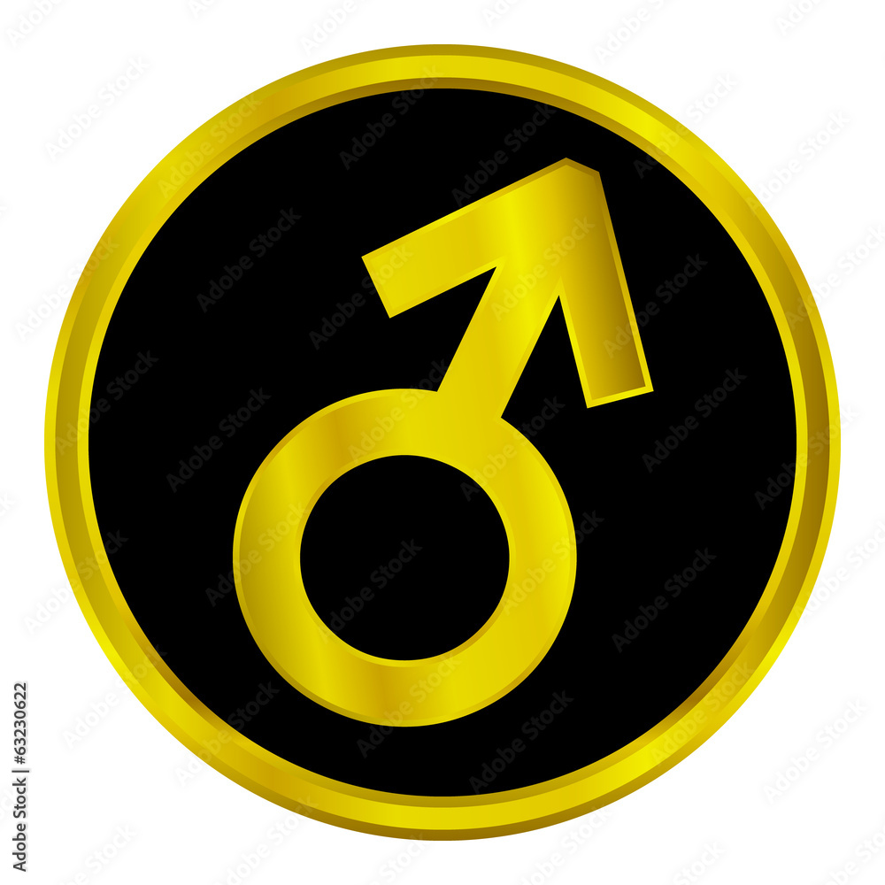 Gold gender male symbol button Stock Vector | Adobe Stock