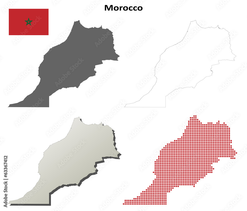 Blank detailed contour maps of Morocco Stock Vector | Adobe Stock