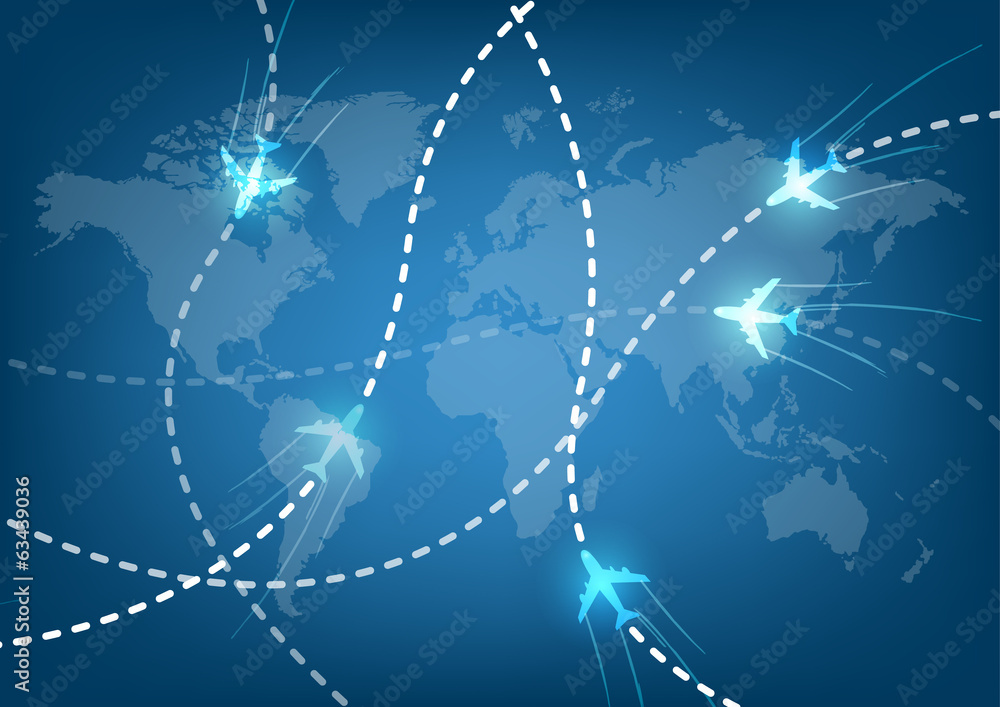Vector Illustration of Airplane Routes at map Stock Vector | Adobe Stock