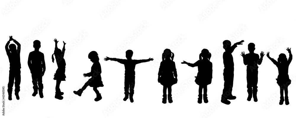 Vector silhouette of children. Stock Vector | Adobe Stock