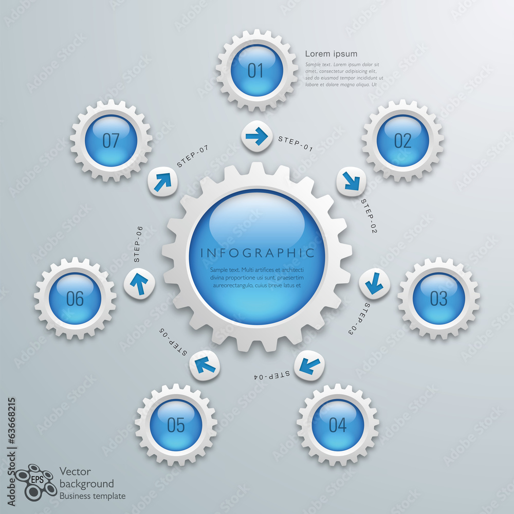 Gear and cog graphics #Vector Chart Design_7-Step Process Stock Vector ...