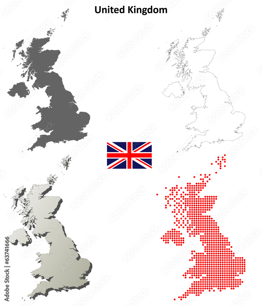 Blank detailed contour maps of the United Kingdom Stock Vector | Adobe ...