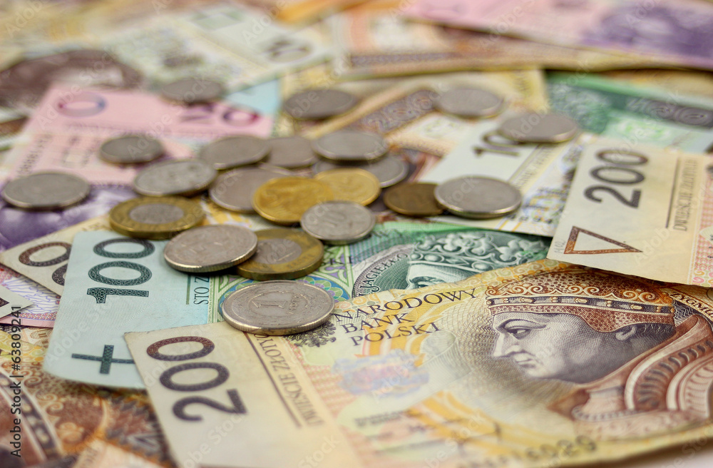 Banknoty i monety polskie Stock Photo | Adobe Stock