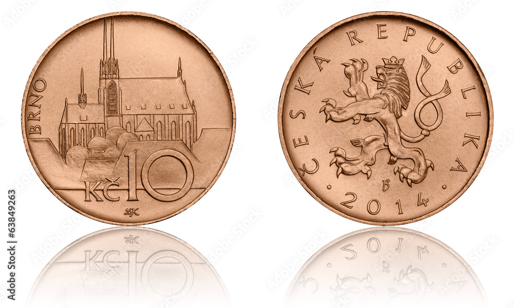 Czech Crown Coins, 10 CZK, Ten Crowns, The Obverse and Reverse, Stock ...