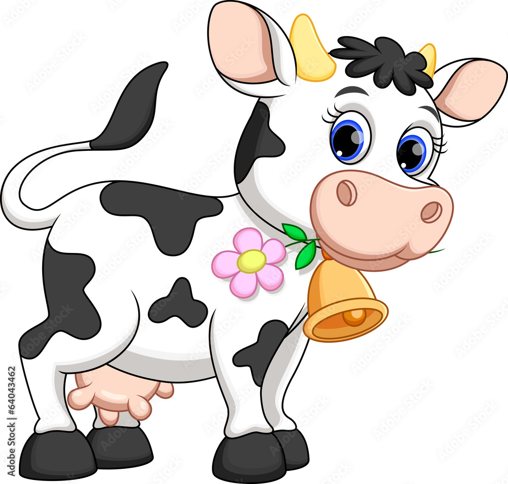 Funny cow cartoon Stock Vector | Adobe Stock