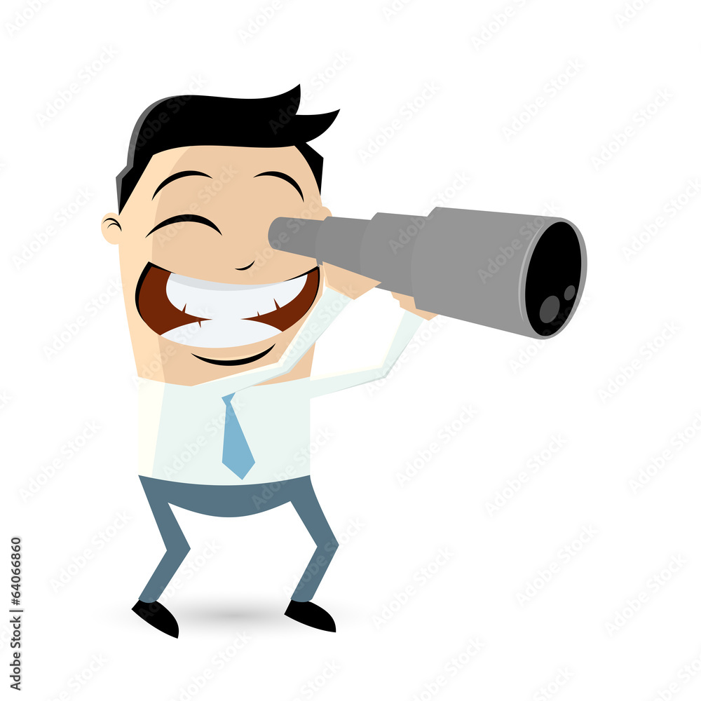 Stock-Vektorgrafik „fernglas cartoon männchen beobachten suchen ...