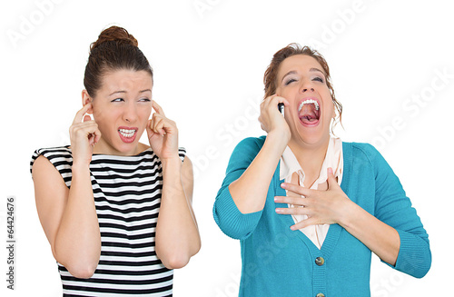 Loud obnoxious rude woman talking loudly on cell phone - Buy this stock ...