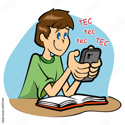Student using smart-phone during class Stock Vector | Adobe Stock