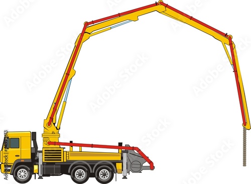 Concrete pump on the truck chassis Stock Vector | Adobe Stock