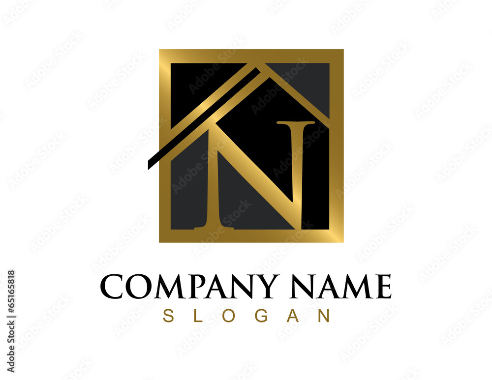Gold letter N house logo Stock Vector | Adobe Stock