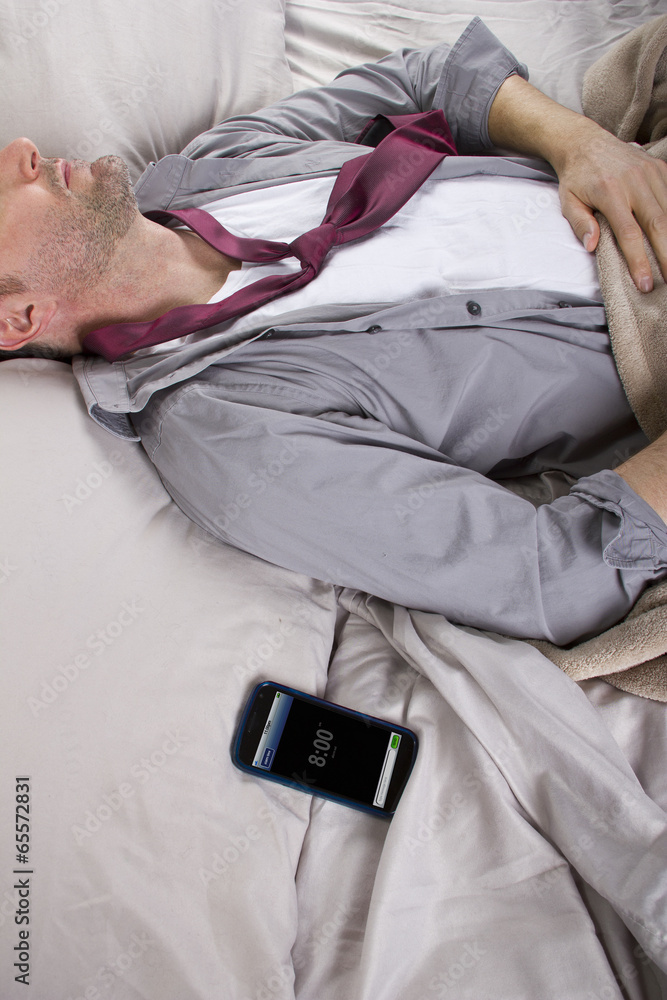 tardy employee unable to wake up in time to get to work Stock Photo ...