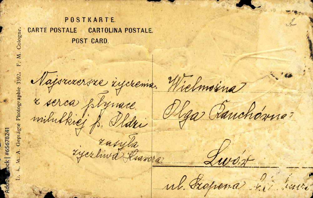 Vintage postcard with handwritten message Stock Photo | Adobe Stock
