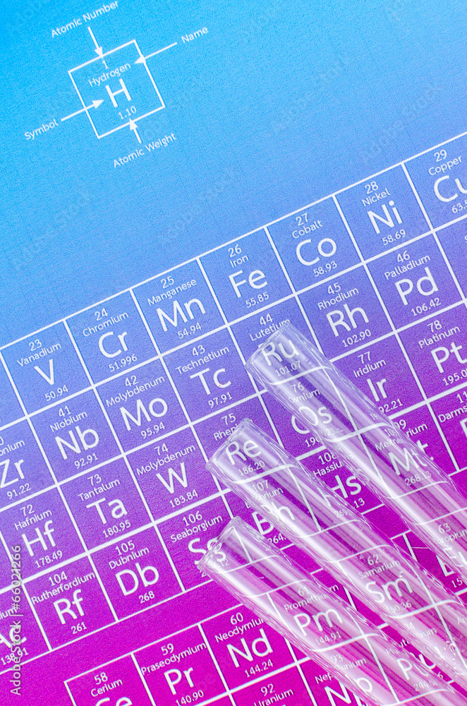 Test tubes and periodic table of elements. Stock Photo | Adobe Stock