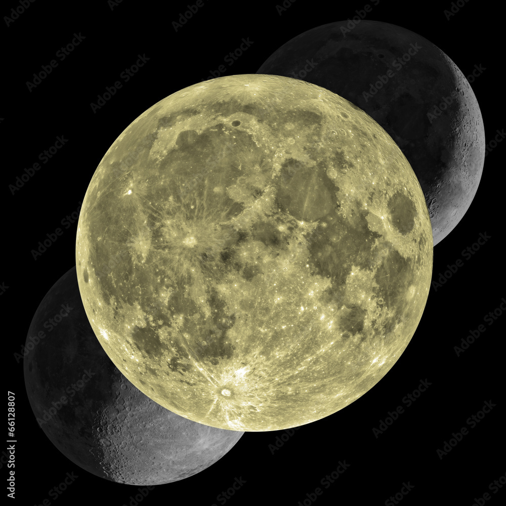 Phases of the Moon from young, half to full one. Mosaic photo. Stock ...