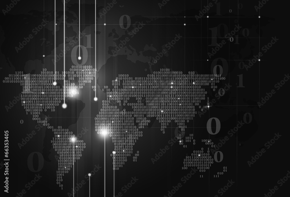 Binary Code Map Dark Background Stock Illustration | Adobe Stock