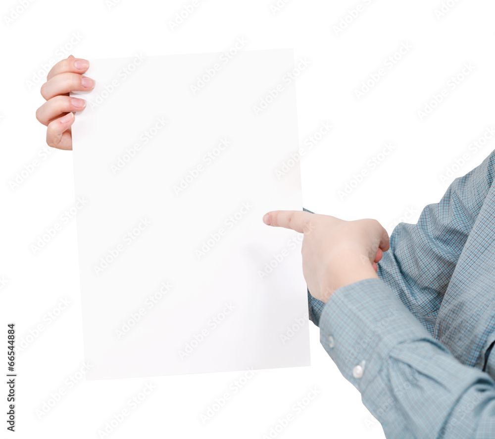 finger pointing on sheet of paper Stock Photo | Adobe Stock