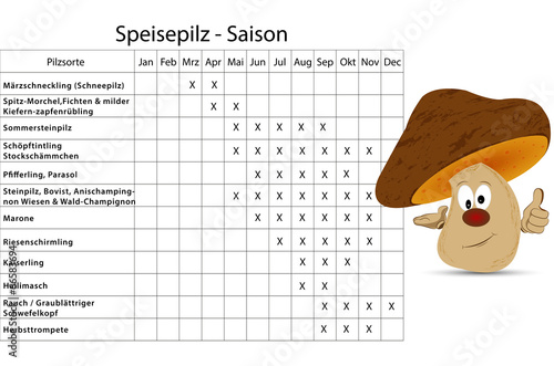 Pilzsaison Kalender Stock-Vektorgrafik | Adobe Stock