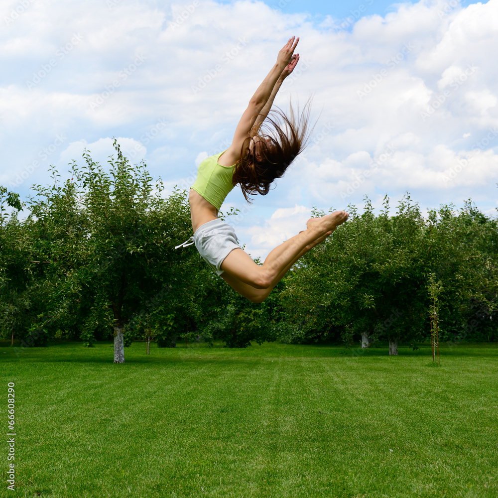 young beautiful dancer teen girl dancing and jumping, summer out Stock ...