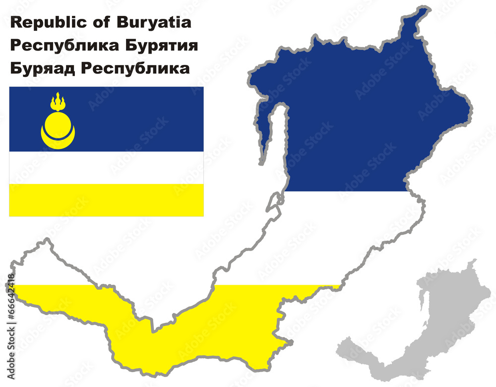 outline map of Buryatia with flag Stock Vector | Adobe Stock