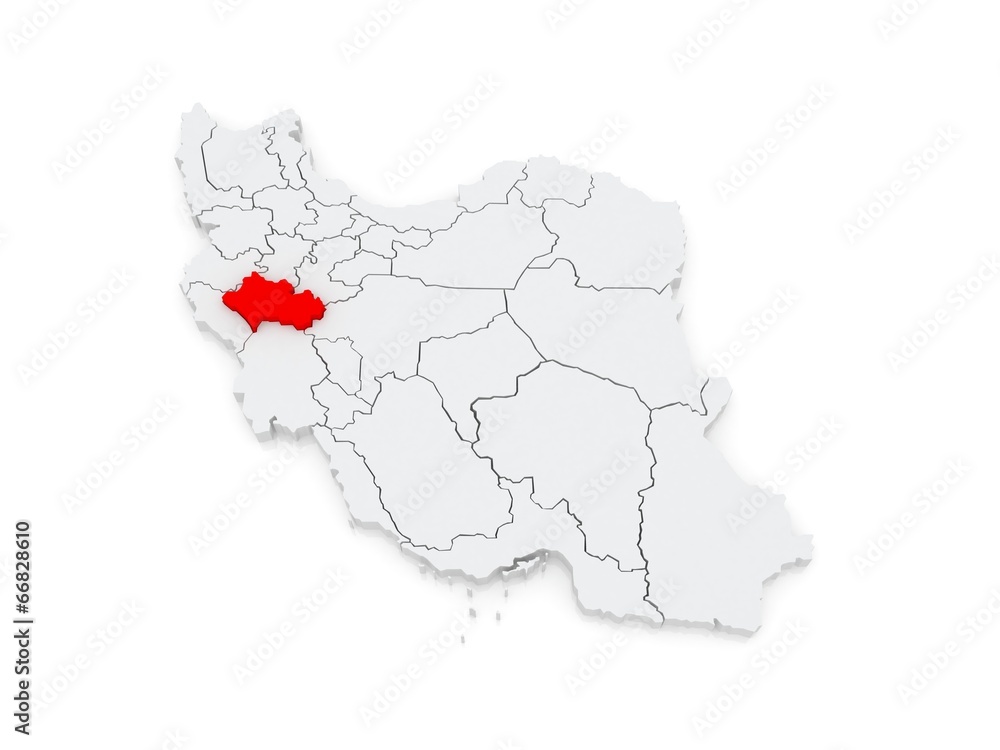Map of Lorestan. Iran. Stock Illustration | Adobe Stock