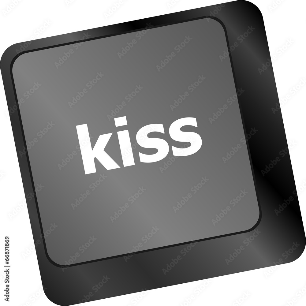 Illustration Stock Key with the word kiss on it, on a computer keyboard ...