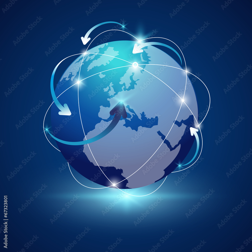 Earth - Globe vector,arrow around globe Stock Vector | Adobe Stock