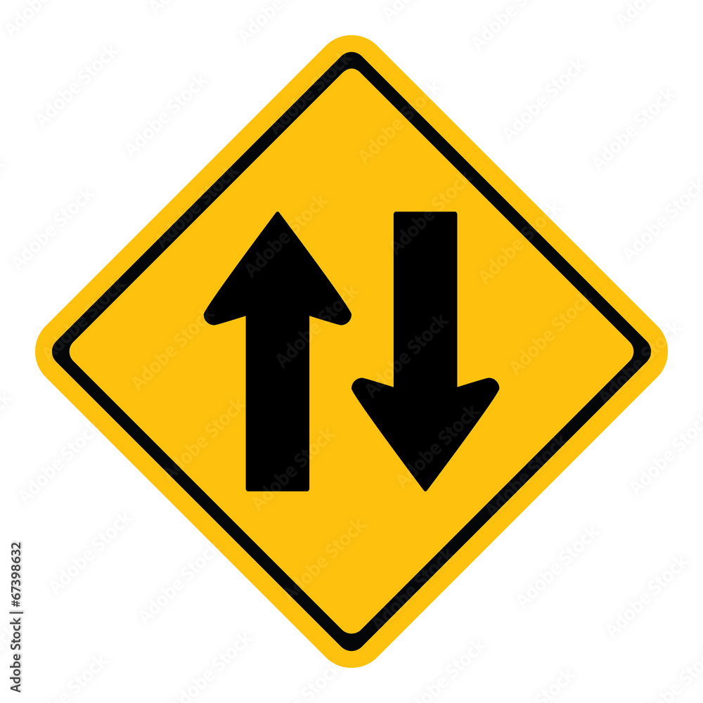 Warning two way traffic sign Stock Vector | Adobe Stock