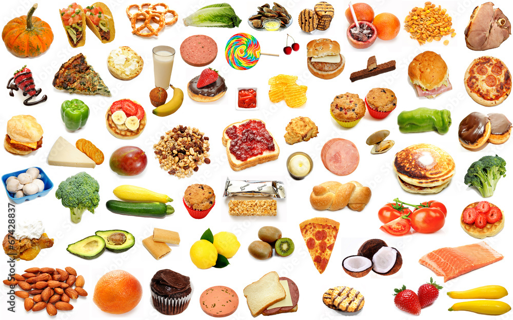 Random Foods Collage Isolated Over White Stock Photo | Adobe Stock