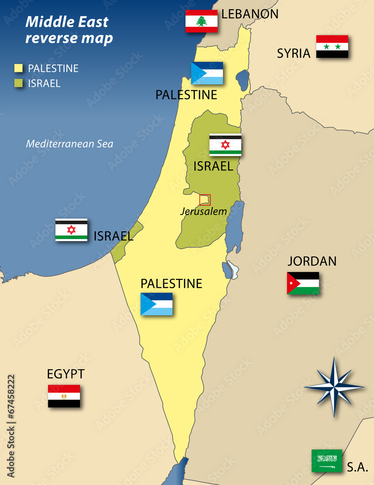 palestine israel reverse map Stock Vector | Adobe Stock