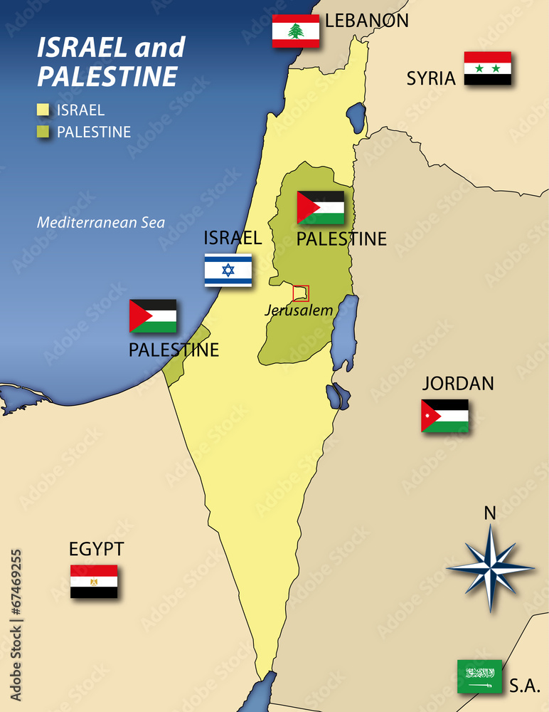 israel and palestine map Stock Vector | Adobe Stock