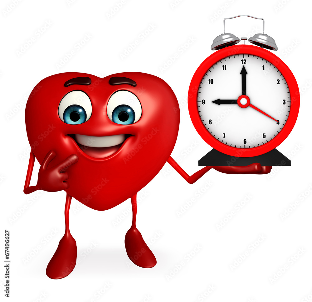 Stock-Illustration „Heart Shape character with clock“ | Adobe Stock