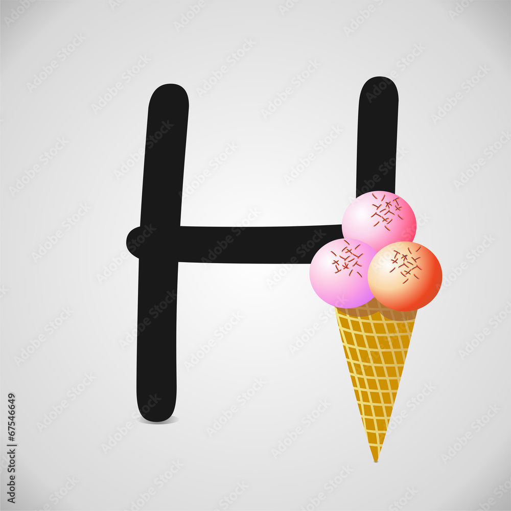 Letra H. Helado. Abecedario español. Ilustración infantil vectorial ...