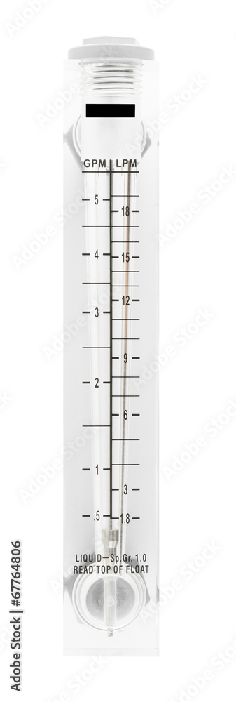 Liquid flow meter isolated on white background. Stock Photo | Adobe Stock