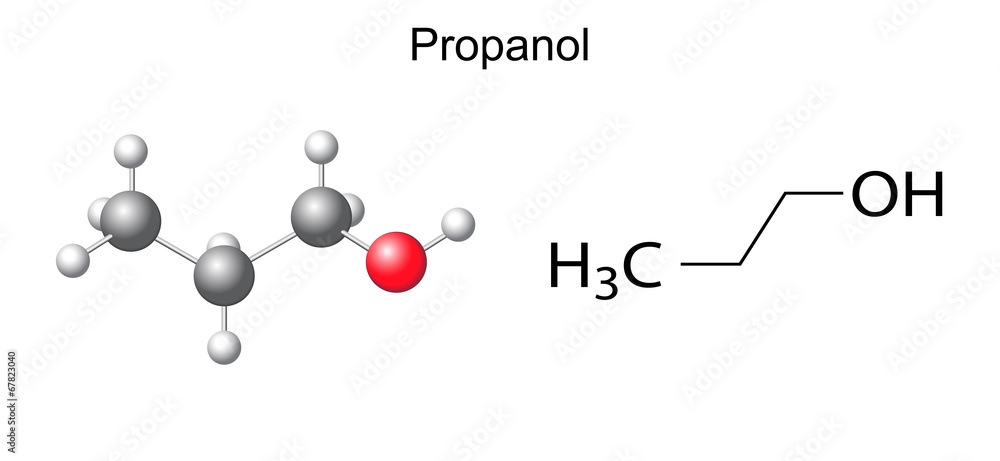 Structural chemical formula of propanol (1-propanol) molecule Stock ...
