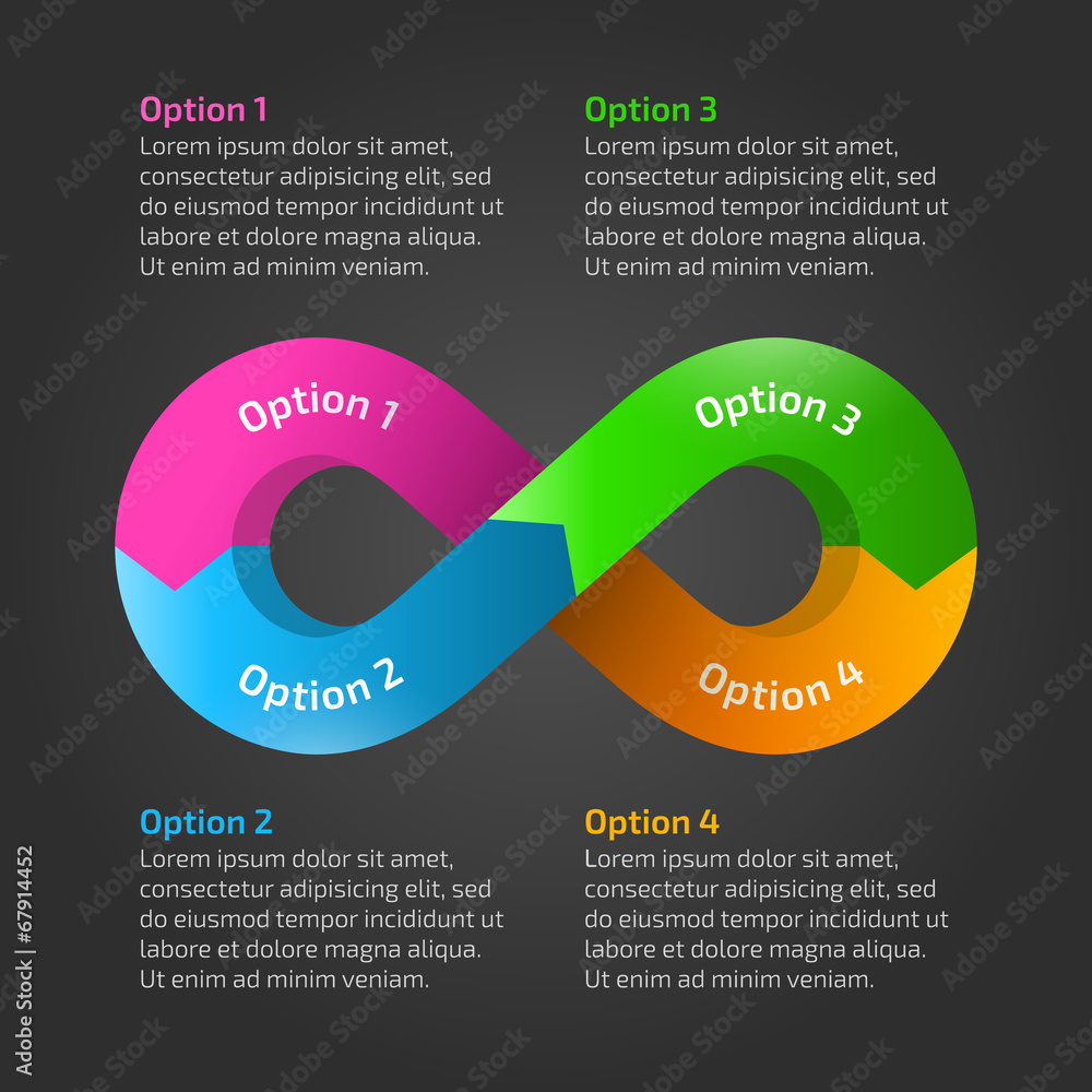 Infinity loop timeline infographic with text Stock Vector | Adobe Stock