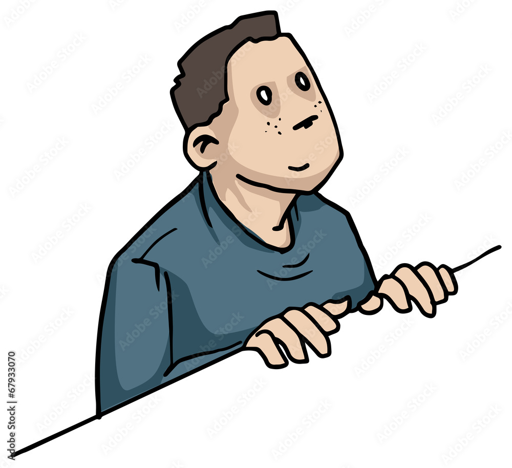 male cartoon character, looking over the edge Stock Vector | Adobe Stock