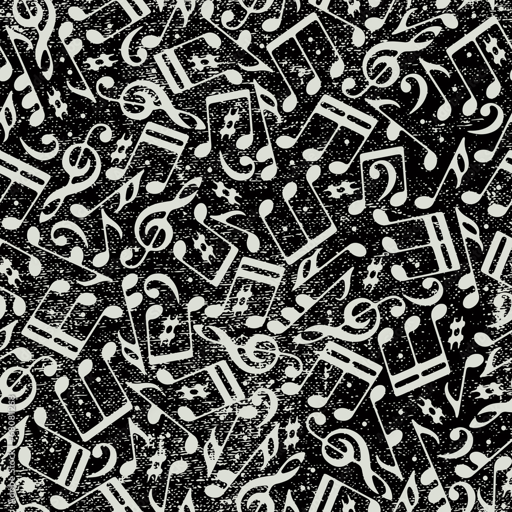 Seamless music background with musical notes and grunge texture. Stock ...
